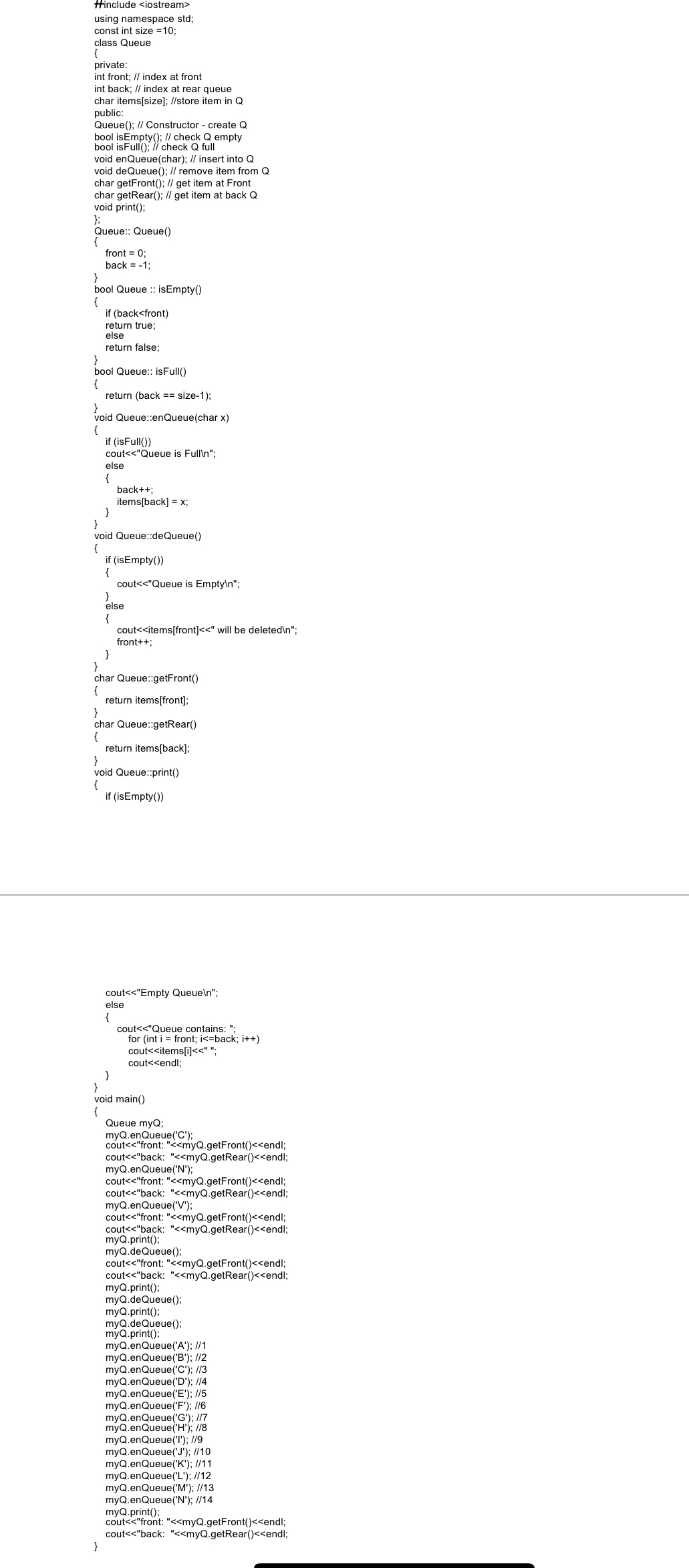 The Program Below Is For A Linear Queue Using An 3342