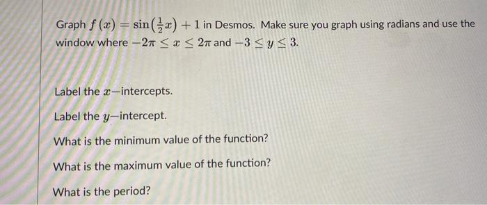 Solved Graph f(x)=sin(21x)+1 in Desmos. Make sure you graph | Chegg.com
