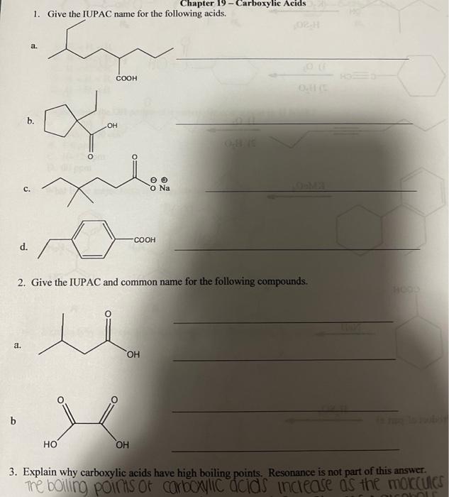 Solved Chapter 19 - Carboxylic Acids 1. Give the IUPAC name | Chegg.com