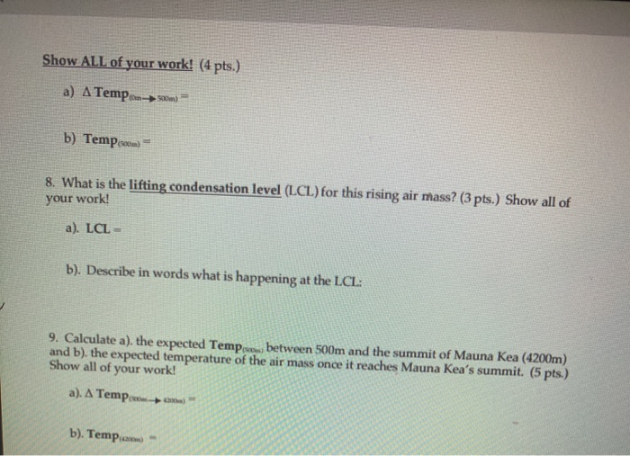 Solved FORMULAS: LCL - Air Temp - Dewpoint Temp I DARI A | Chegg.com