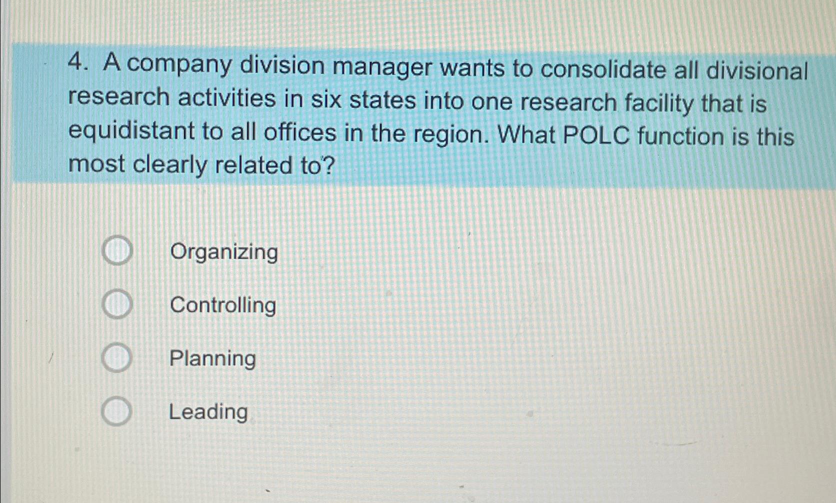 Solved A company division manager wants to consolidate all | Chegg.com