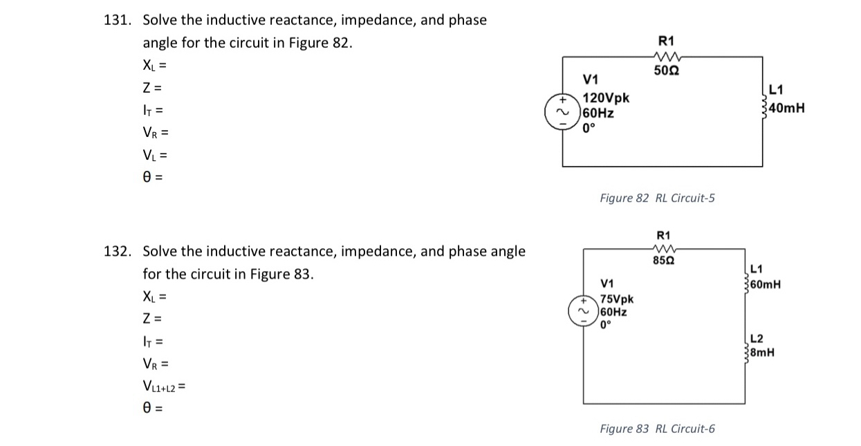 Solved Solve the inductive reactance, impedance, and phase | Chegg.com
