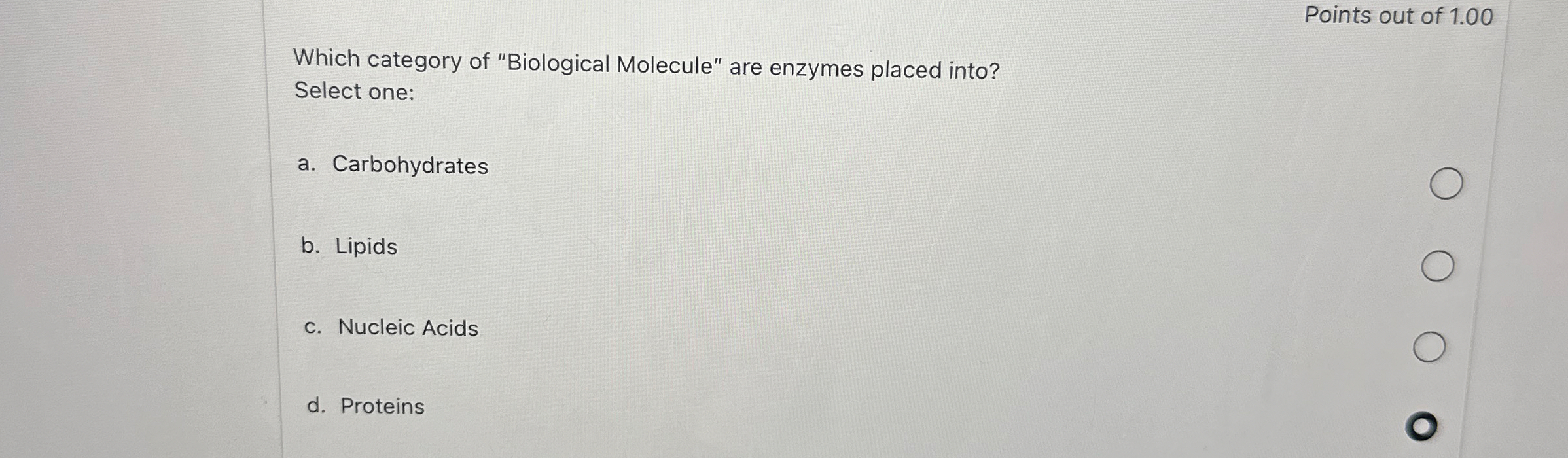 Solved Points out of 1.00Which category of "Biological | Chegg.com