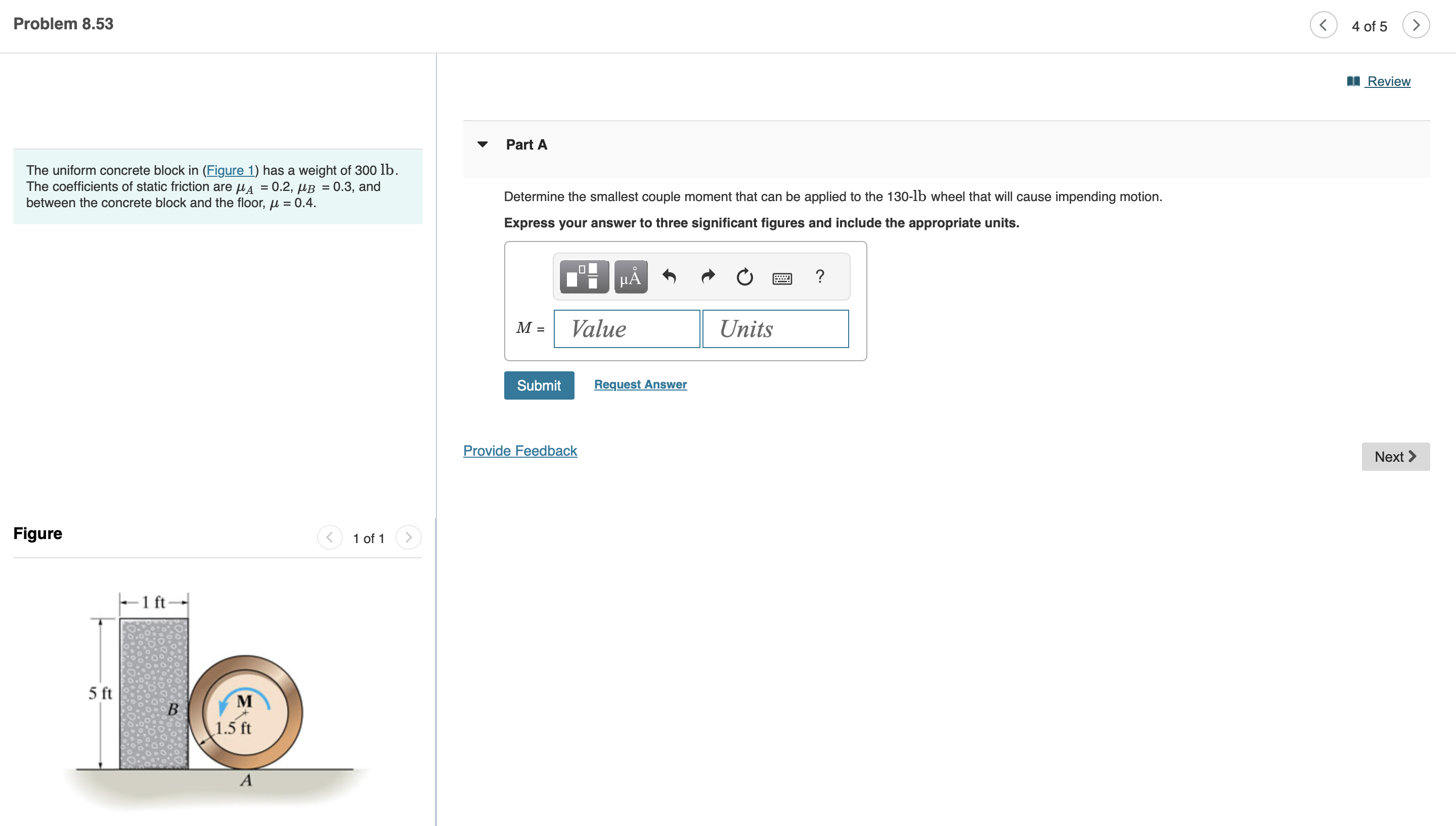 Solved The uniform concrete block in (Figure 1) ﻿has a | Chegg.com