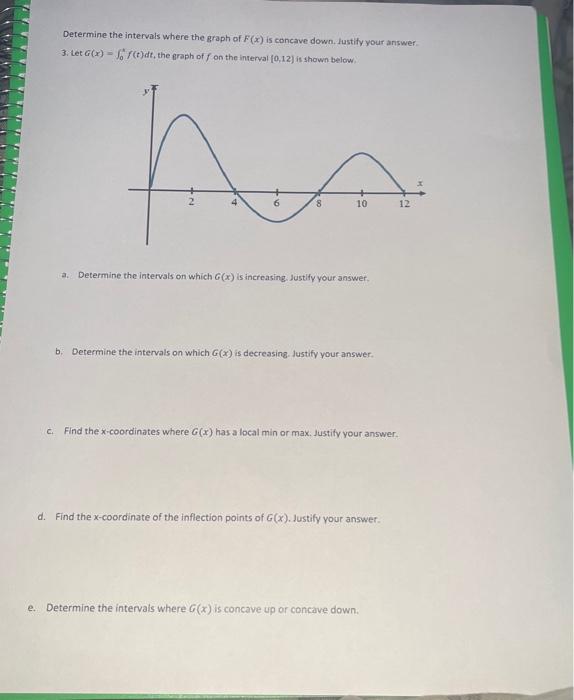 Solved Determine the intervals where the graph of F(x) is | Chegg.com