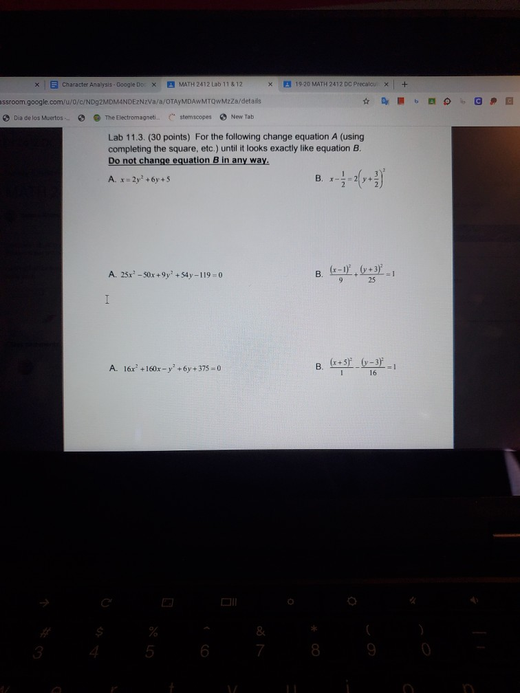Solved x Character Analysis - Google Do X MATH 2412 Lab 11 & | Chegg.com
