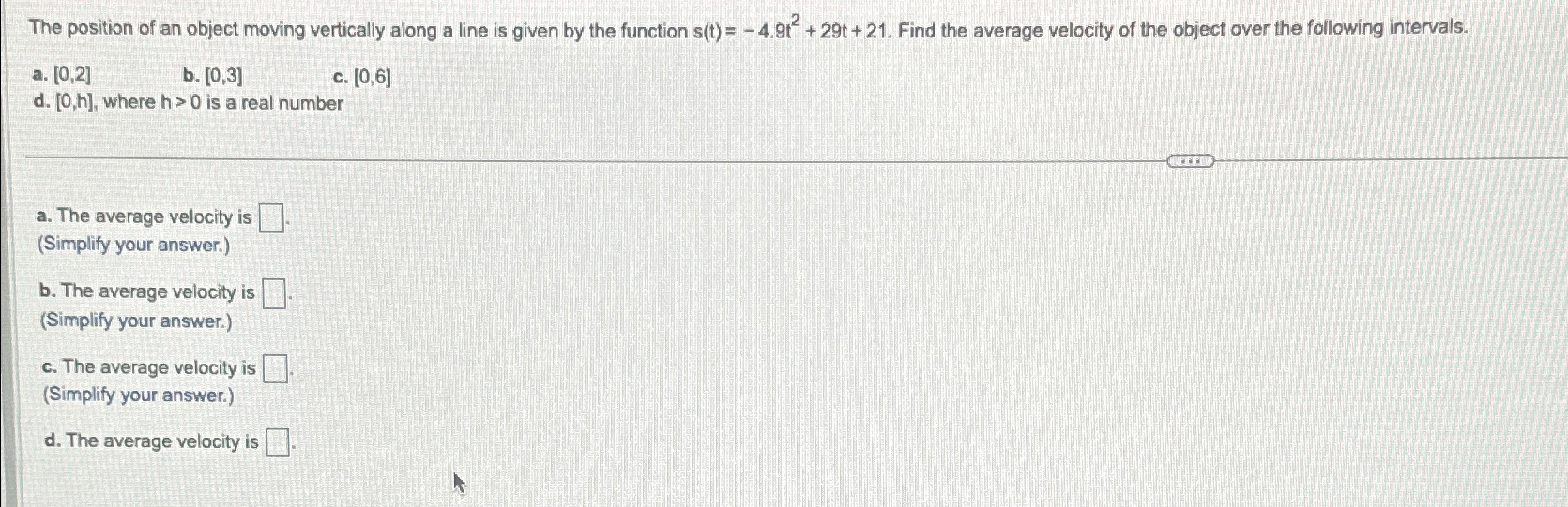 Solved The position of an object moving vertically along a | Chegg.com
