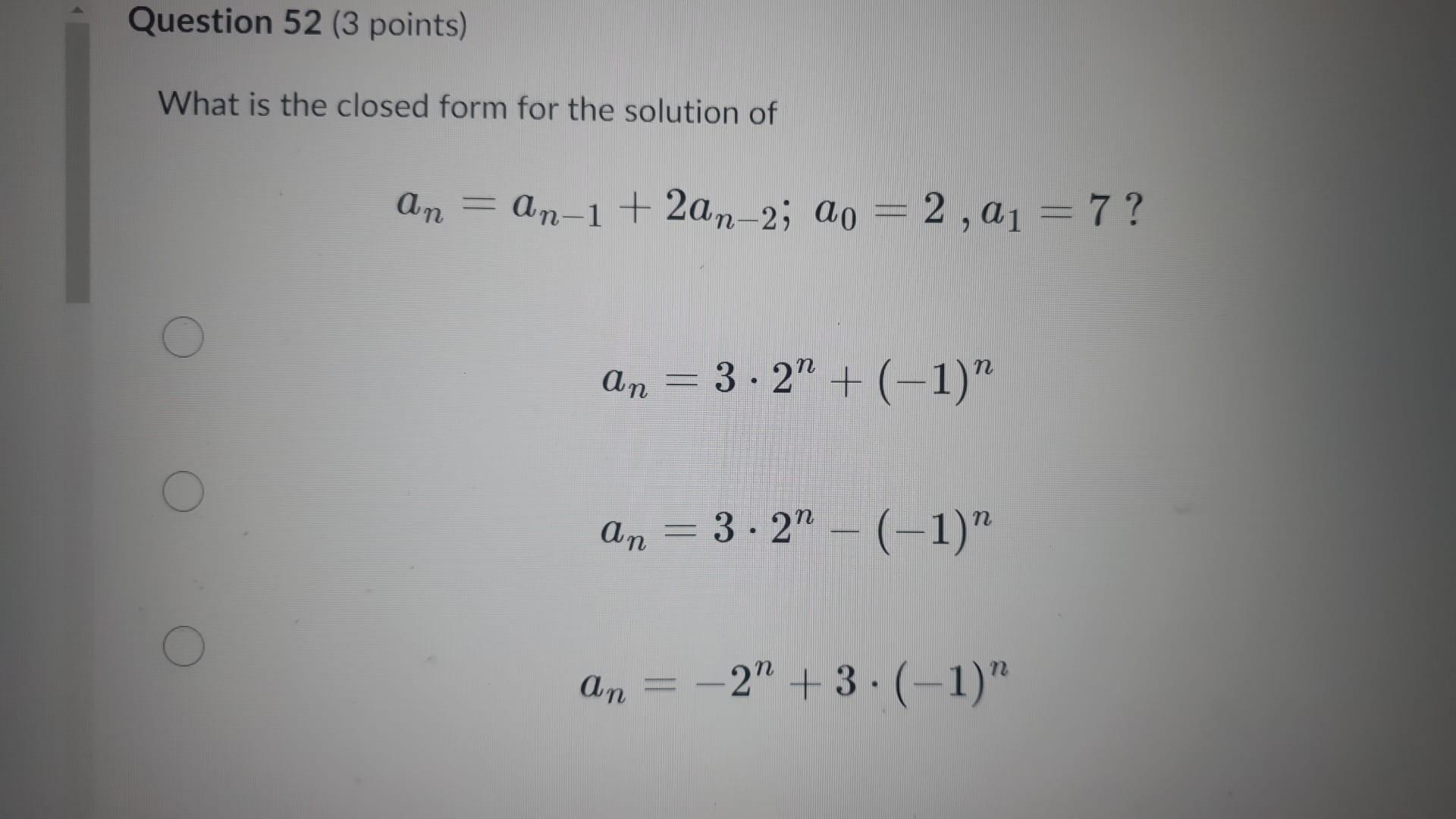 Solved Question 54 (4 points) All answers in this question | Chegg.com