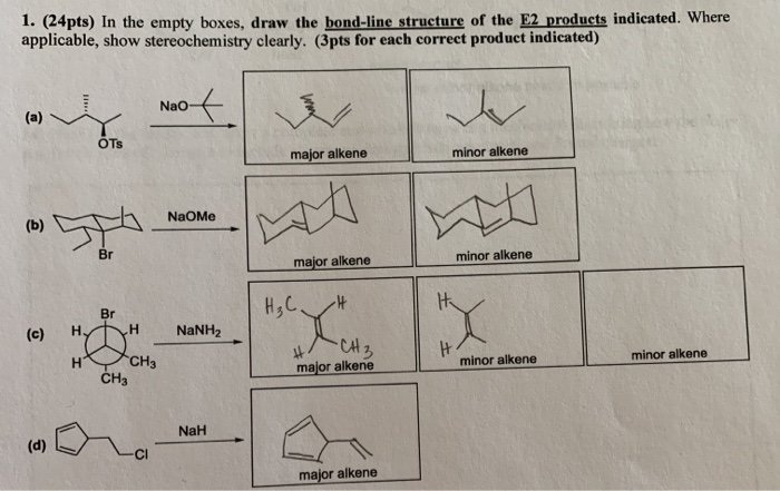 Solved 1. (24pts) In the empty boxes, draw the bond-line | Chegg.com