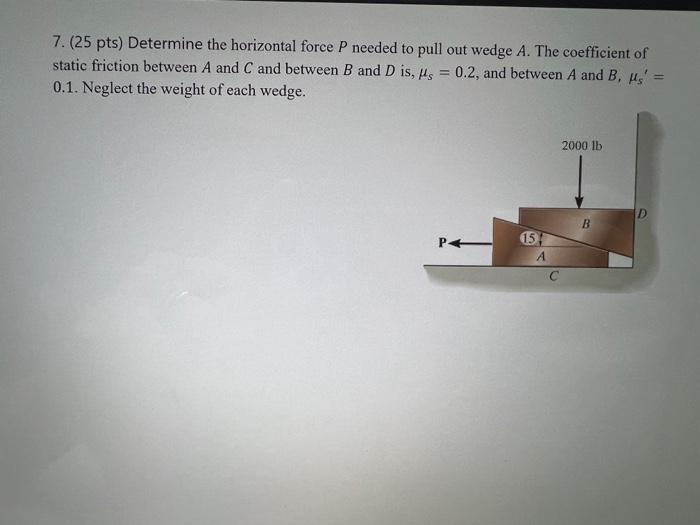 Solved 7. Determine the horizontal force P needed to pull | Chegg.com