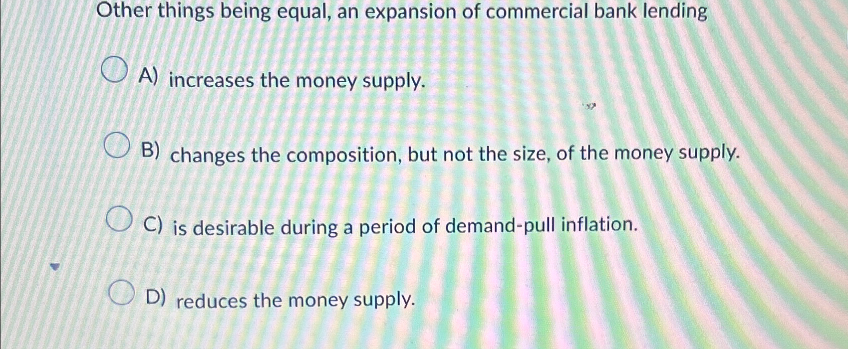 Solved Other things being equal, an expansion of commercial | Chegg.com
