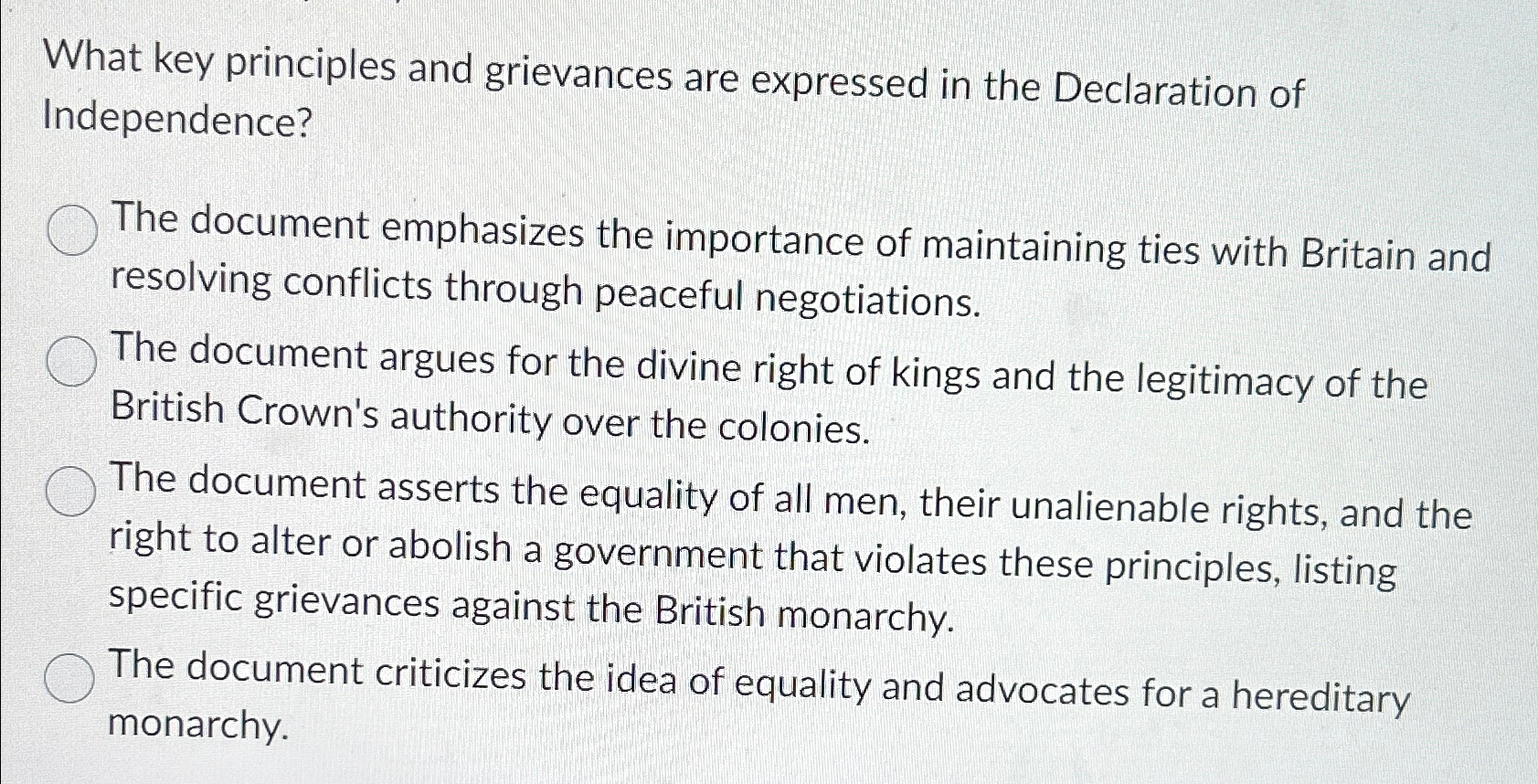 Solved What key principles and grievances are expressed in | Chegg.com