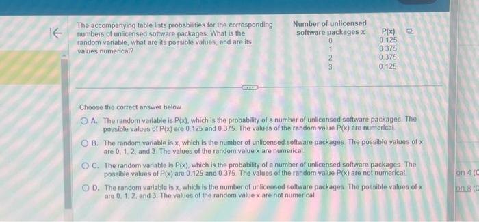 Solved K The accompanying table lists probabilities for the | Chegg.com