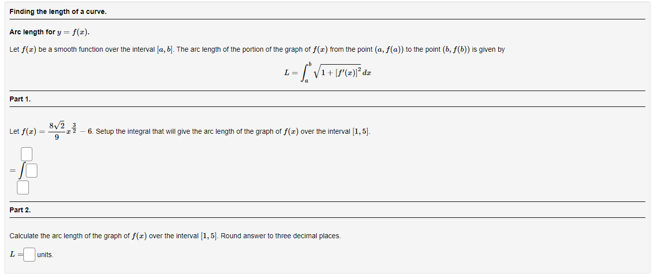 Solved Finding the length of a curve.Arc length for | Chegg.com