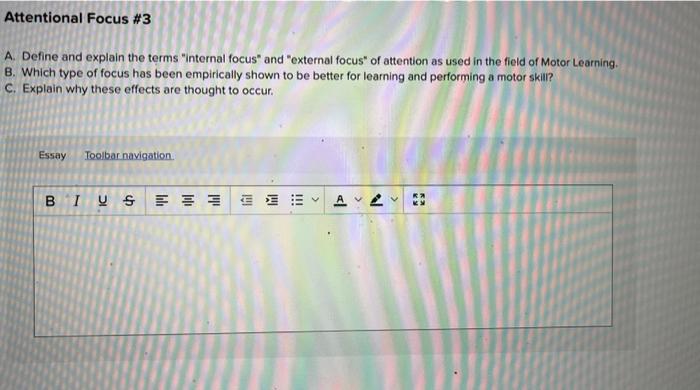 Solved Define and explain the terms "internal focus" and | Chegg.com