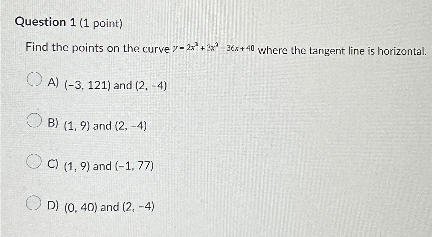 Solved Question 1 (1 ﻿point)Find the points on the curve | Chegg.com