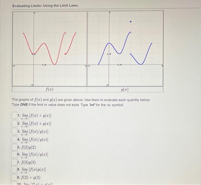 Solved Evaluating Limits: Using the Limit Laws. The graphs | Chegg.com