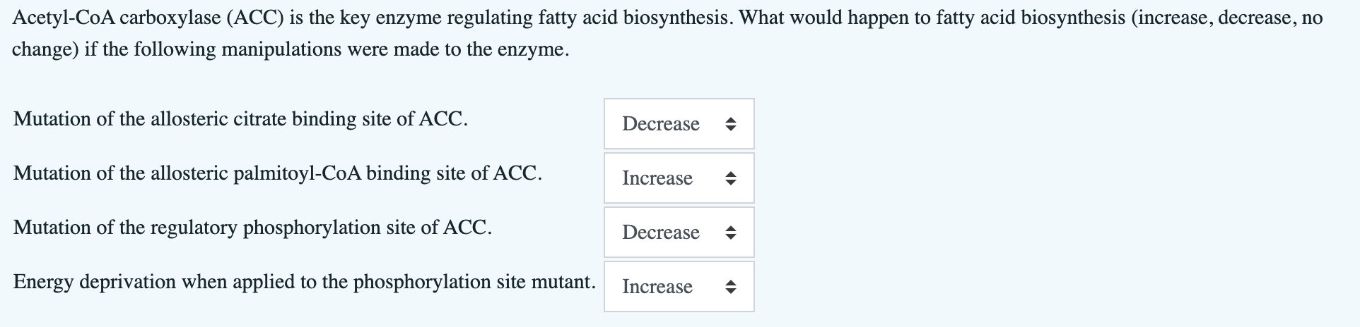 Solved Acetyl-CoA carboxylase (ACC) ﻿is the key enzyme | Chegg.com