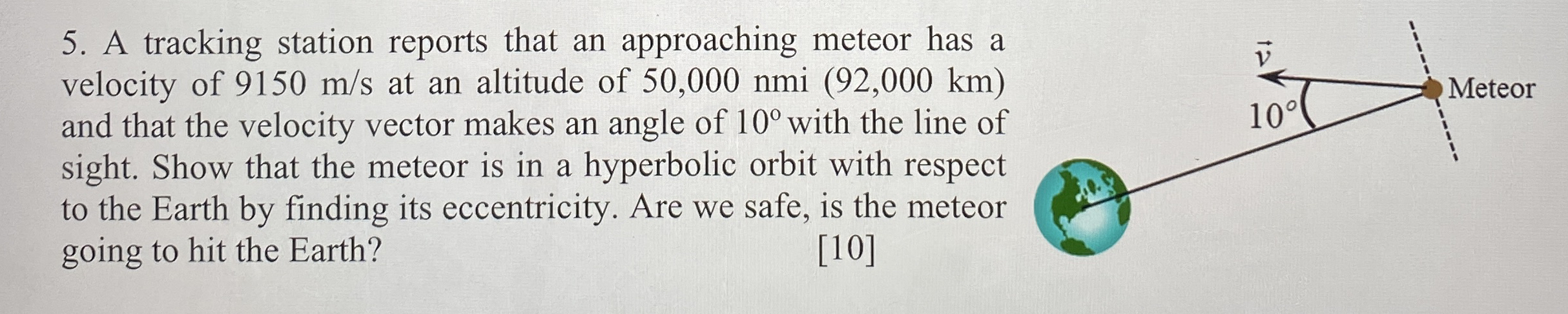 Solved A tracking station reports that an approaching meteor | Chegg.com