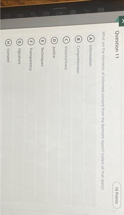 Solved What are the elements of informed consent from the | Chegg.com