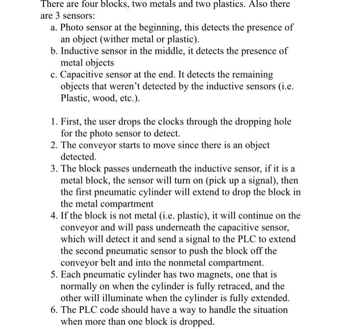 Solved There are four blocks, two metals and two plastics. | Chegg.com