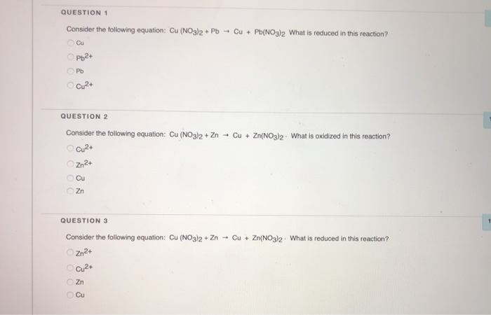 Solved QUESTION 1 Consider the following equation: Cu(NO3)2 | Chegg.com