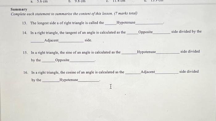 Solved complete each statement to summarize the content of | Chegg.com