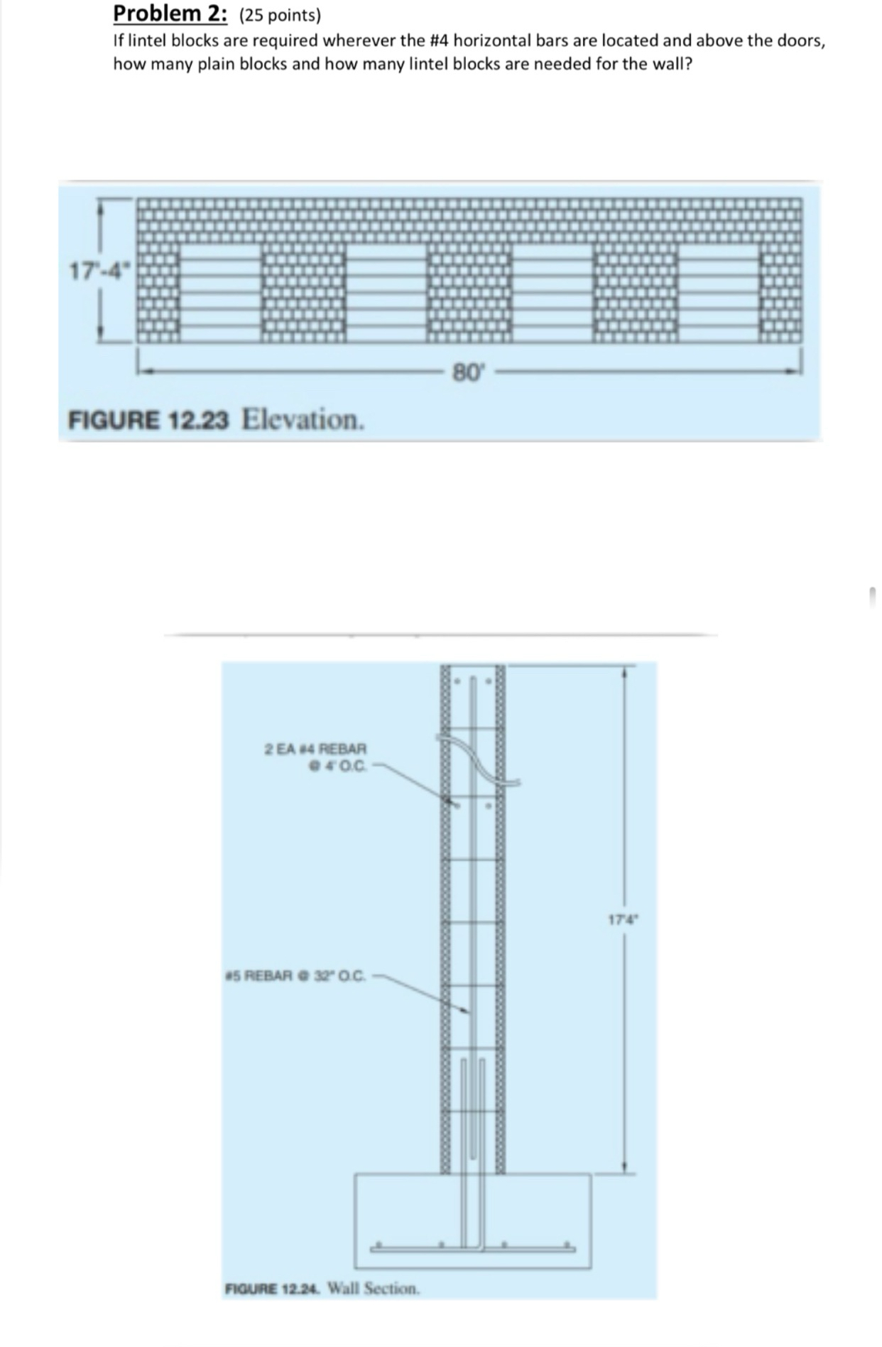 Solved Problem 2: (25 ﻿points)If lintel blocks are required | Chegg.com