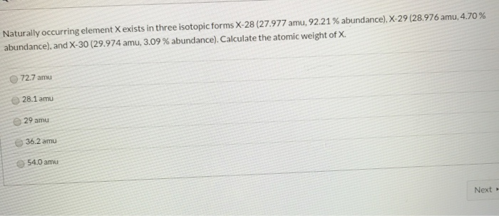 Solved Naturally occurring element X exists in three | Chegg.com