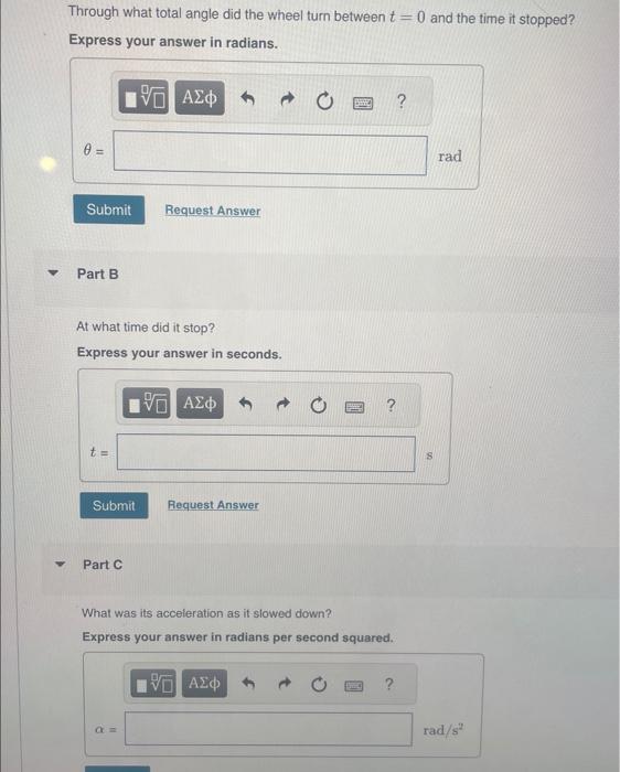 Solved At t=0 a grinding wheel has an angular velocity of | Chegg.com