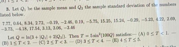 Solved 3. Let Q. be the sample mean and Q2 the sample | Chegg.com