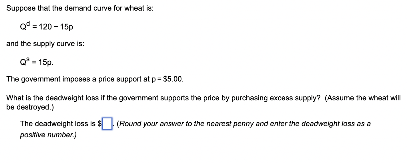 Suppose that the demand curve for wheat | Chegg.com