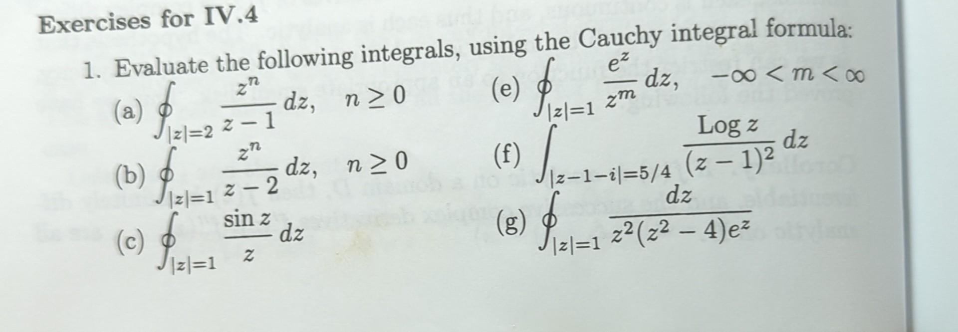 Solved Exercises for IV.4 1. Evaluate the following | Chegg.com