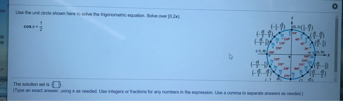 Solved Use the unit circle shown here to solve the | Chegg.com