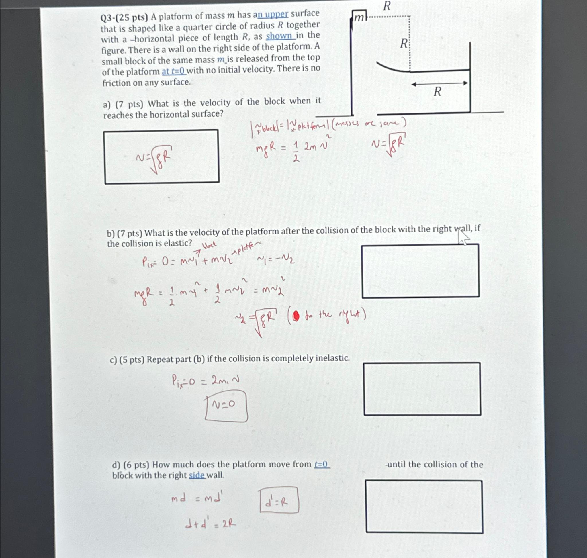 Solved Q3-(25 ﻿pts) ﻿A platform of mass m ﻿has an upper | Chegg.com