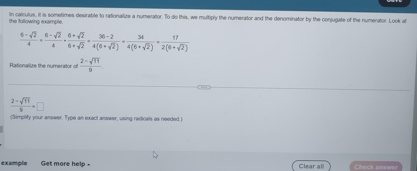 Solved In calculus, it is sometimes desirable to rationalize | Chegg.com