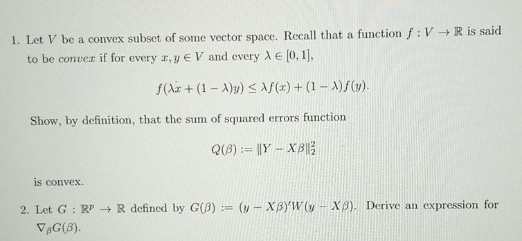 Solved Let V ﻿be A Convex Subset Of Some Vector Space 8089