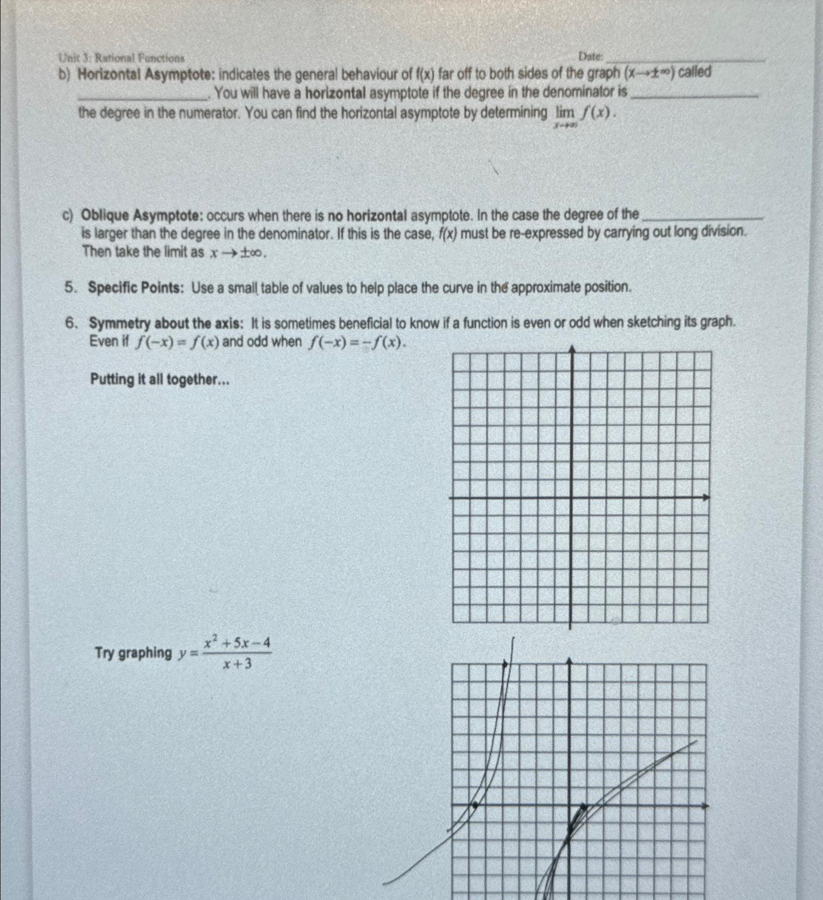 Solved Unit 3: Rational FunctionsDateb) ﻿Horizontal | Chegg.com