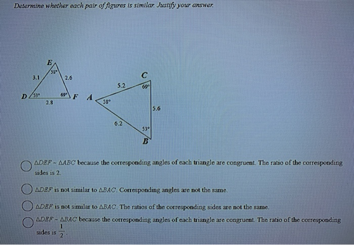 Solved Determine Whether Each Pair Of Figures Is Similar
