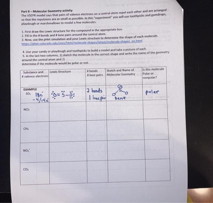 Solved Lewis Structure And Molecular Geometry Lab Materials