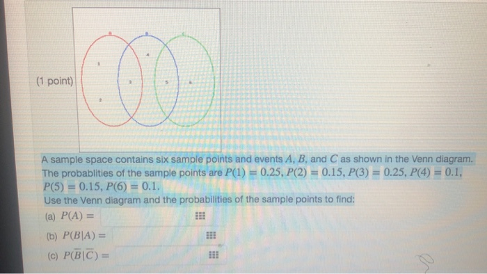 Solved (1 point) A sample space contains six sample points | Chegg.com