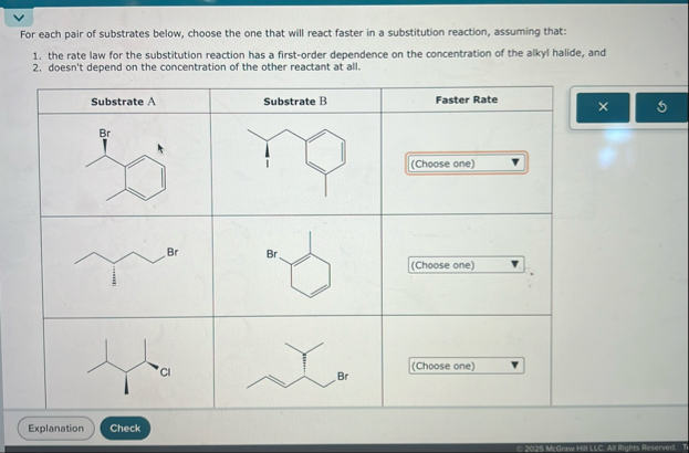 Solved For each pair of substrates below, choose the one | Chegg.com