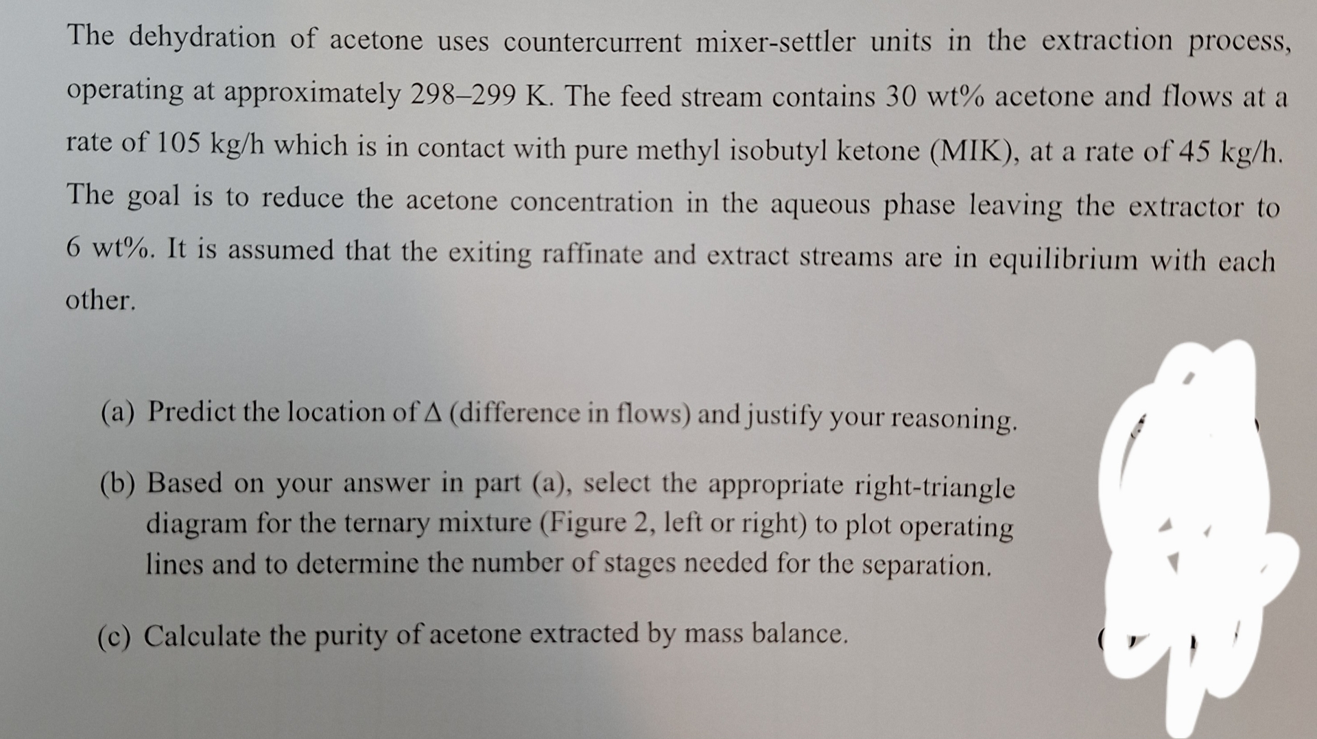 Solved The dehydration of acetone uses countercurrent | Chegg.com