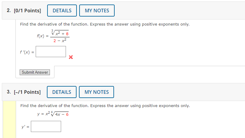 Solved Find the derivative of the function. Express the | Chegg.com
