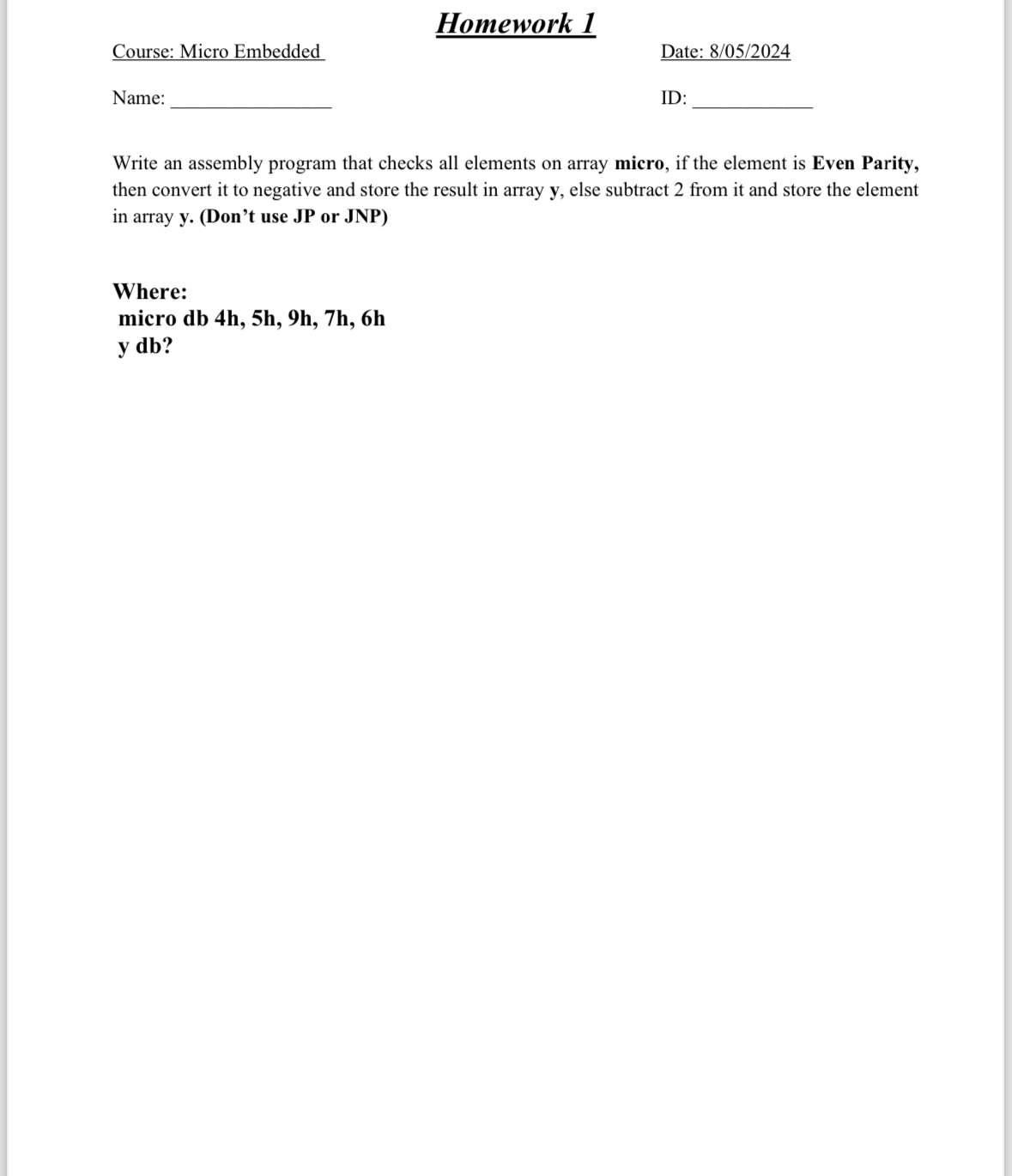 Solved Homework 1Course: Micro EmbeddedDate: | Chegg.com