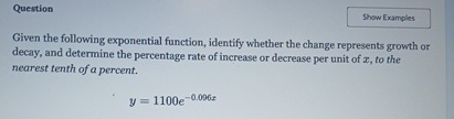 Solved QuestionGiven the following exponential function, | Chegg.com