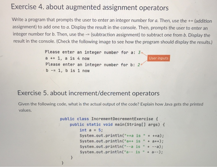 Solved Exercise 4 About Augmented Assignment Operators Chegg