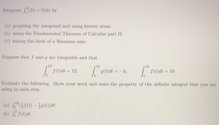 Solved Integrate [](2x + 3)dx by (a) graphing the integrand | Chegg.com