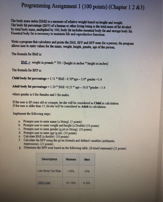 Programming Assignment 1 (100 points) (Chapter 1 2 | Chegg.com