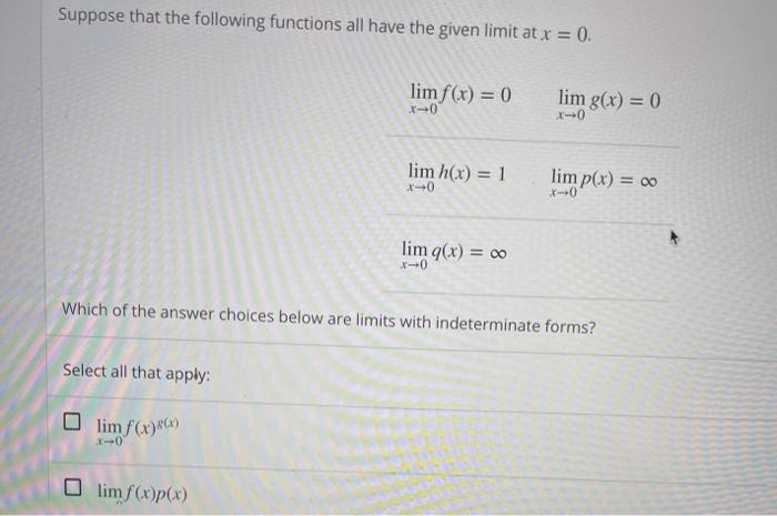 Solved Suppose that the following functions all have the | Chegg.com